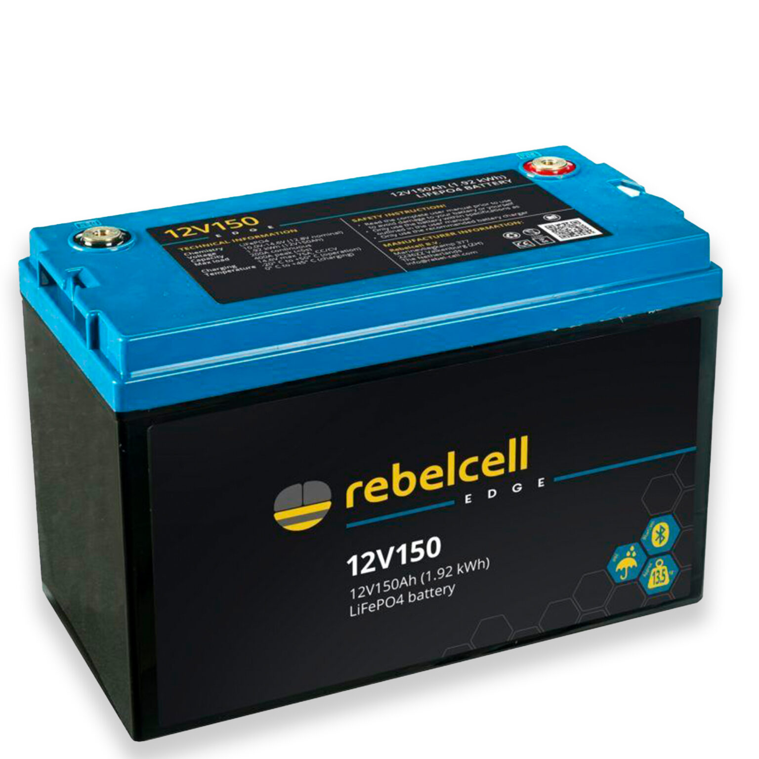 Rebelcell 12V150 EDGE LiFePO4 IP66 Waterdicht met Bluetooth Handleiding ...
